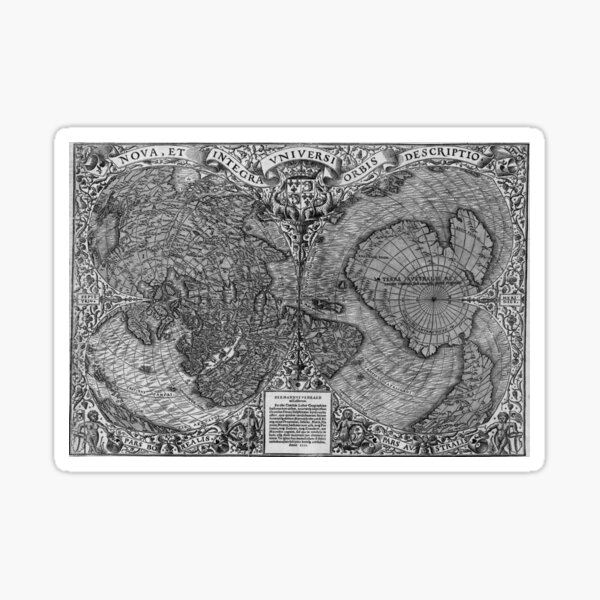 "World Map , 1531 by Oronce Fine, black and white" Sticker for Sale by ...