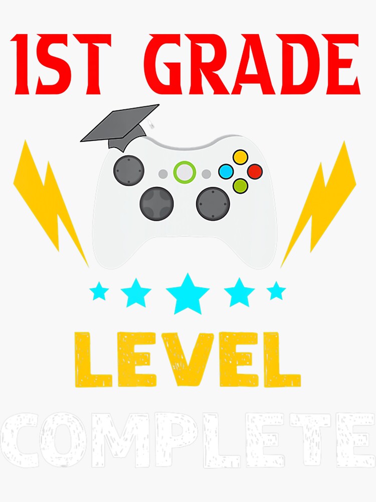 "1st grade level complete gamer" Sticker for Sale by RosalesDs | Redbubble