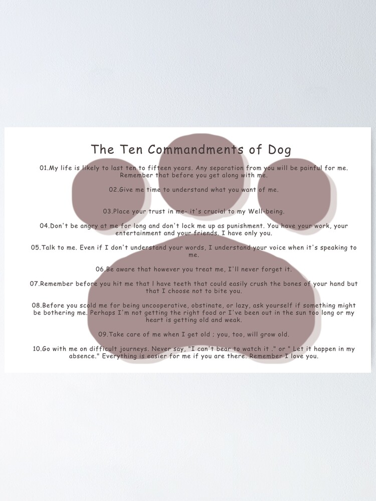 "The Ten Commandments of Dog Ownership" Poster by kaedeyk | Redbubble