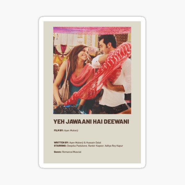 "Yeh Jawaani Hai Deewani - minimalist movie poster " Sticker for Sale ...