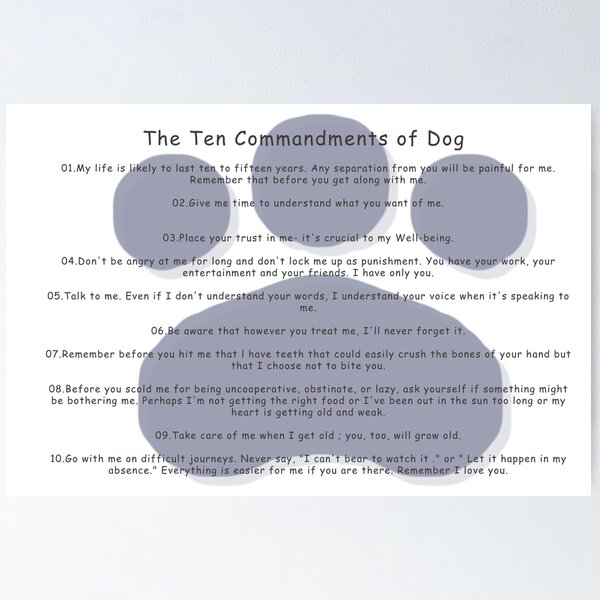 "The Ten Commandments of Dog Ownership - blue" Poster for Sale by ...