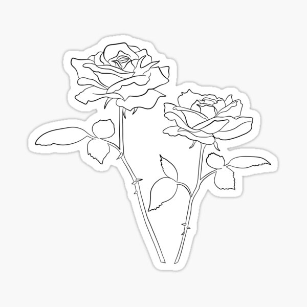 "Rose Line Art Drawing - 2 Roses" Sticker for Sale by Odyanne | Redbubble