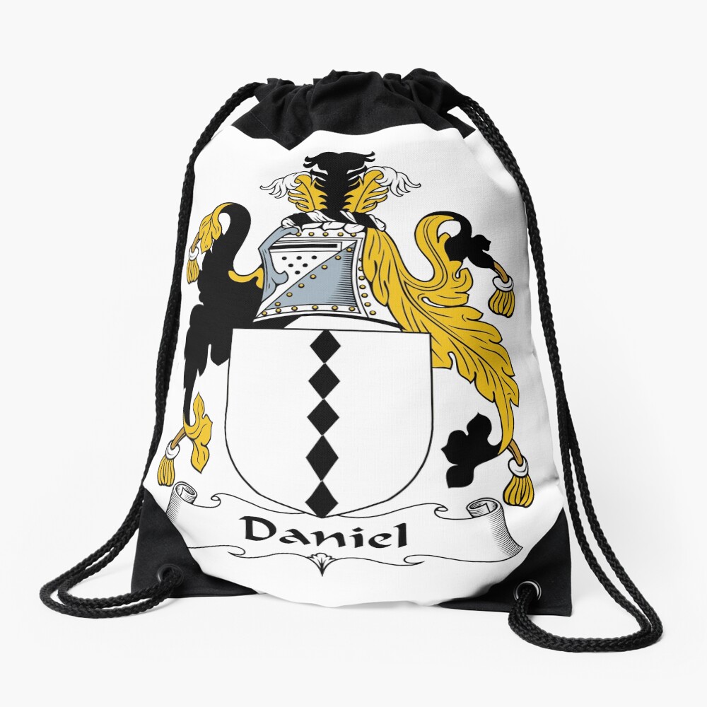 "Daniel Coat of Arms / Daniel Family Crest" Drawstring Bag for Sale by ...