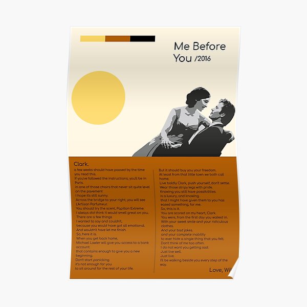 "Me Before You letter poster " Poster for Sale by Mandydaniela | Redbubble