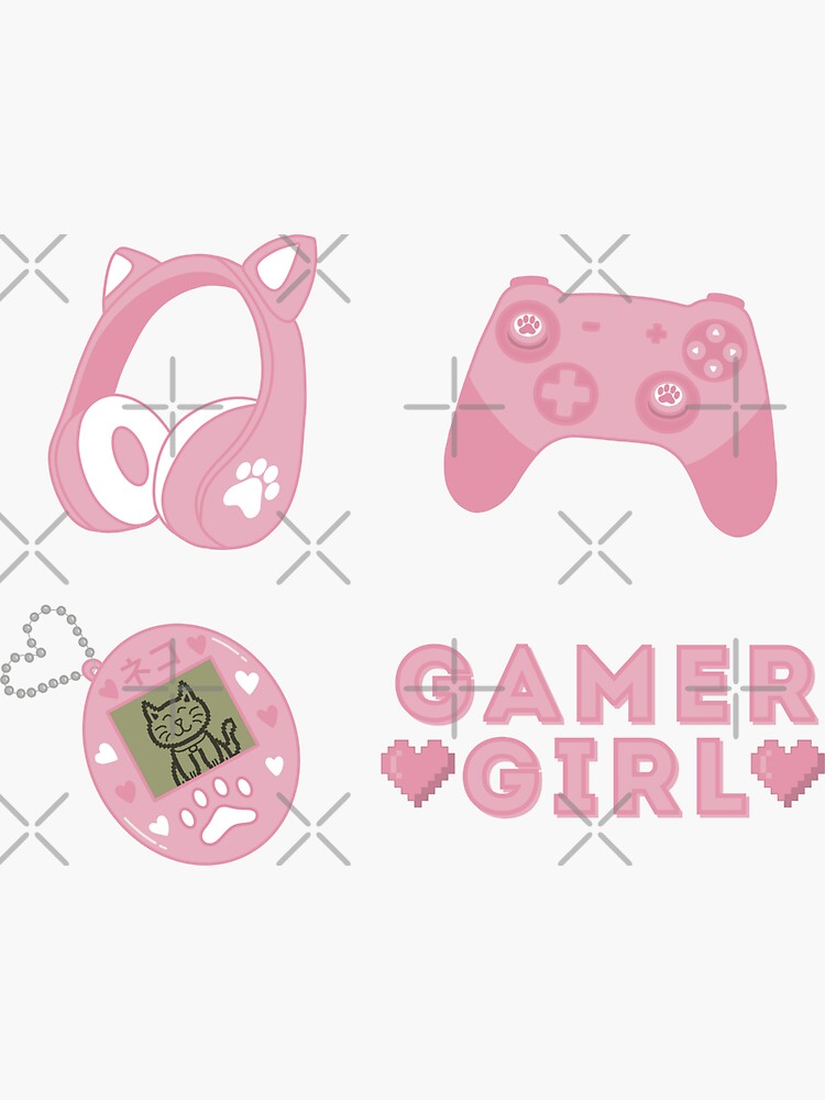 "Gamer Girl Pink Cat Aesthetic Pack" Sticker for Sale by SkyCatStudio ...