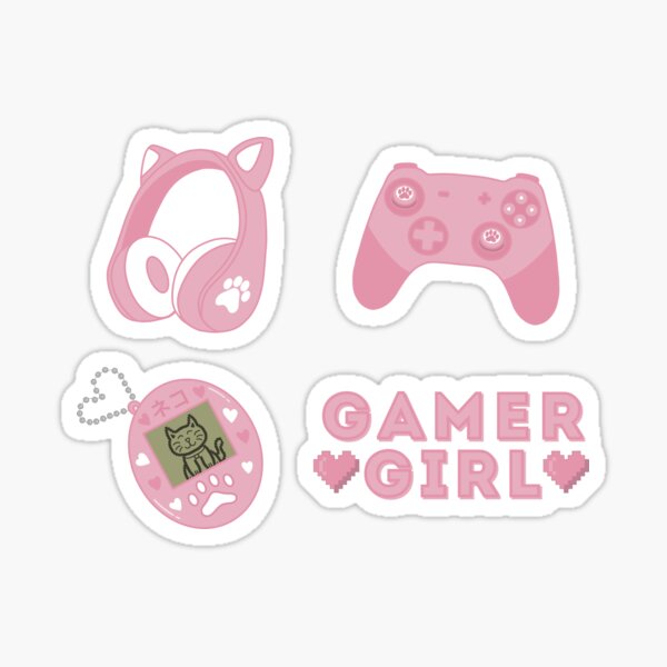 "Gamer Girl Pink Cat Aesthetic Pack" Sticker for Sale by SkyCatStudio ...