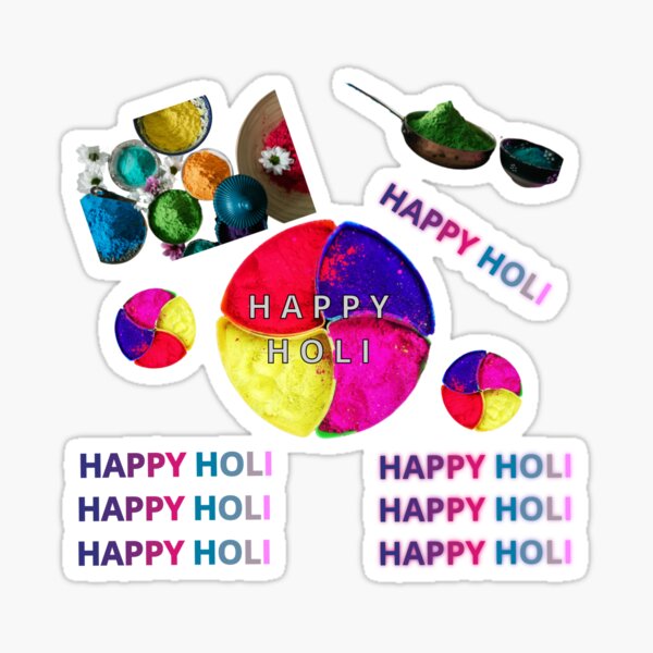 "Happy Holi Sticker Pack" Sticker for Sale by chicken-wrap | Redbubble