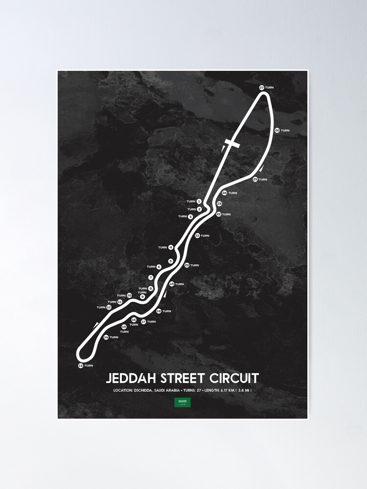 "Jeddah Street Circuit poster" Poster by Tracksters | Redbubble