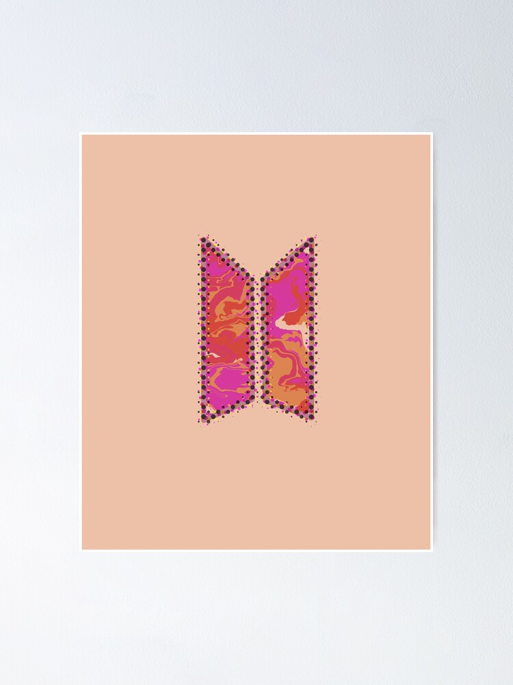 "BTS LOGO pink orange " Poster by BakwonMin | Redbubble