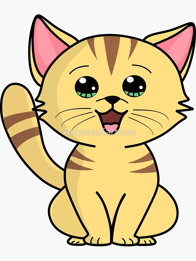 "adorable little cartoon kitty" Sticker for Sale by AnimalsCartoon ...