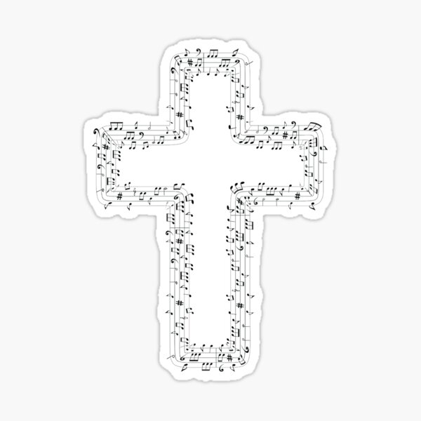 "Music Notes Shaped In Cross Symbol" Sticker for Sale by iTrending ...