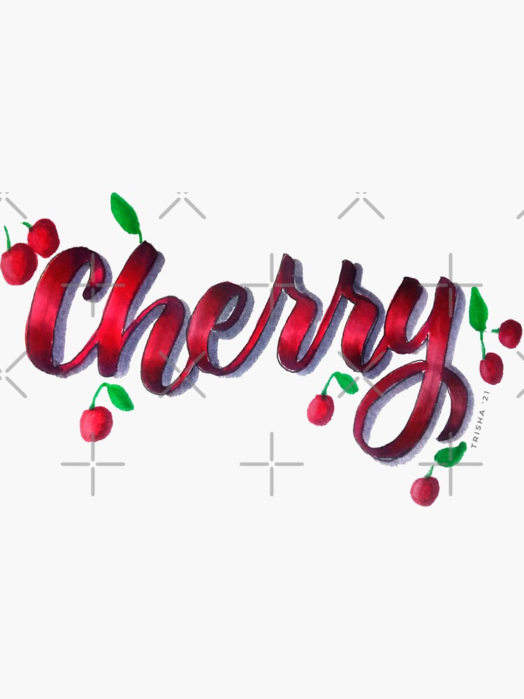"Cherry Fruit Hand Lettering" Sticker for Sale by colormazing | Redbubble