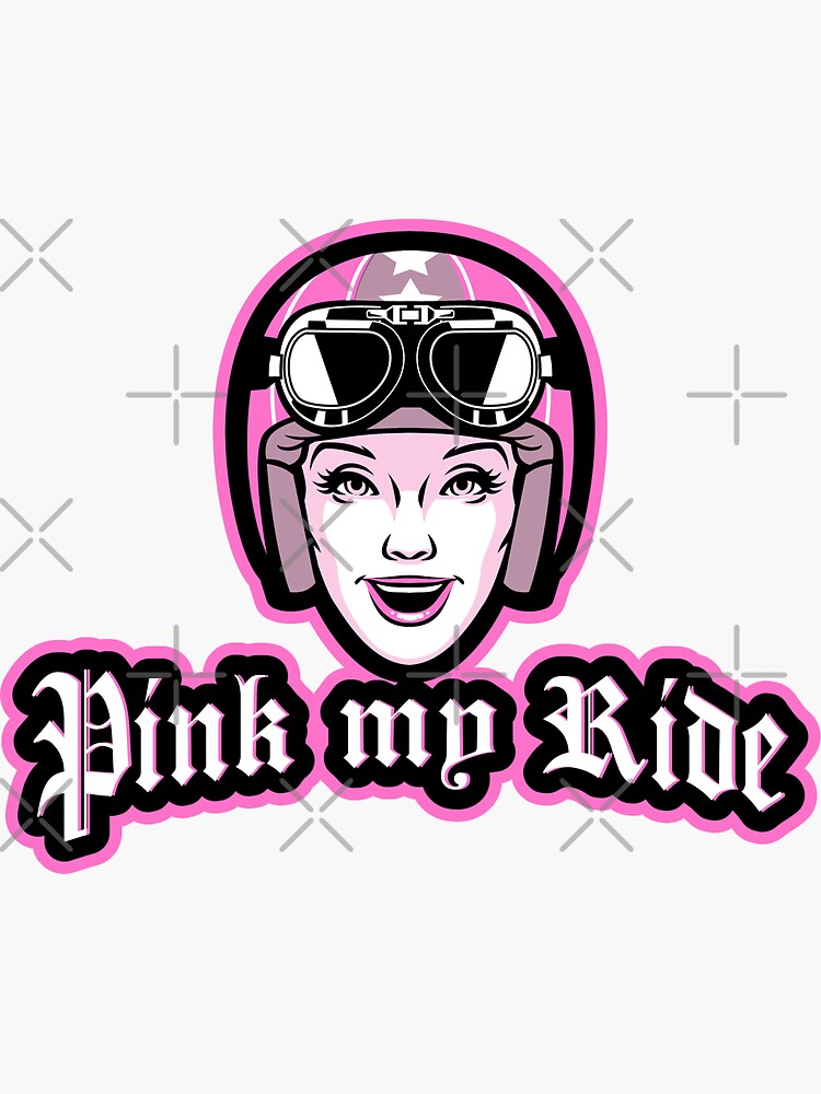 Pegatina «Pink my Ride, mujer corredor en casco, ilustración vectorial ...