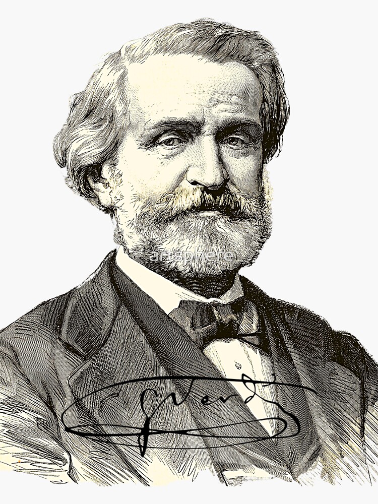 "Opera Composer Giuseppe Verdi with Signature " Sticker for Sale by ...