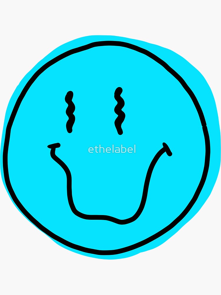 "neon blue trippy smiley face" Sticker for Sale by ethelabel | Redbubble