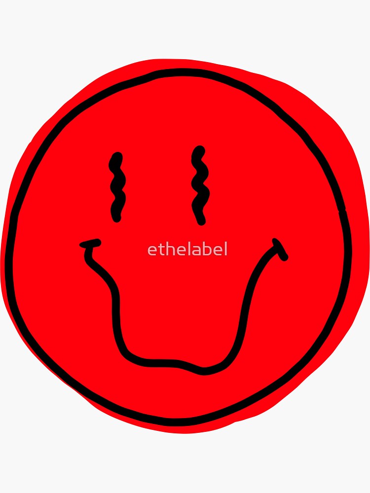 "neon red trippy smiley face" Sticker for Sale by ethelabel | Redbubble