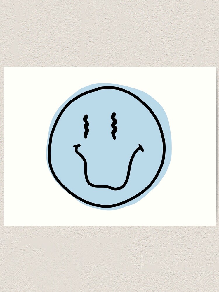 "pastel blue trippy smiley face" Art Print by ethelabel | Redbubble