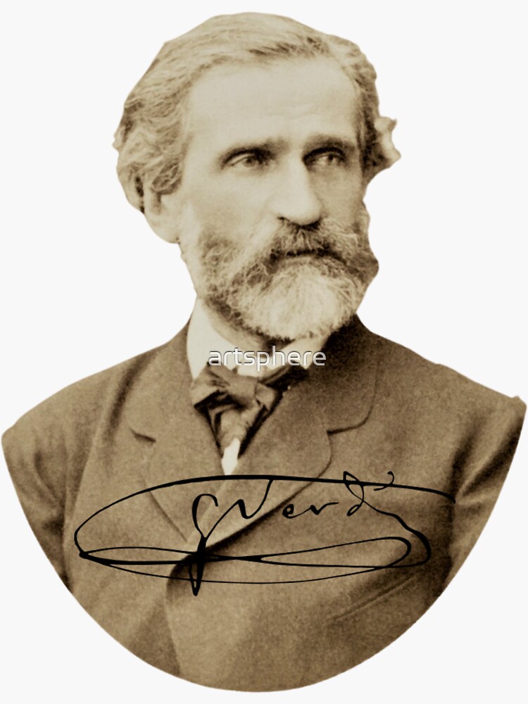 "Opera Composer Giuseppe Verdi c.1870 with Signature " Sticker by ...