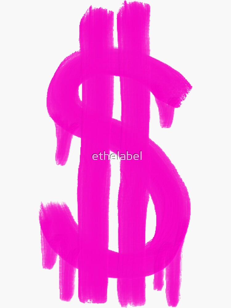 "neon pink dollar sign" Sticker for Sale by ethelabel | Redbubble