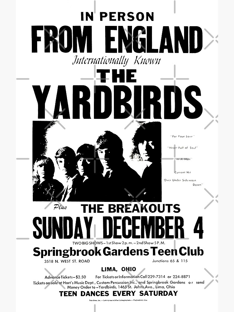 "The Yardbirds. Classic 1960s vintage rock poster." Photographic Print ...
