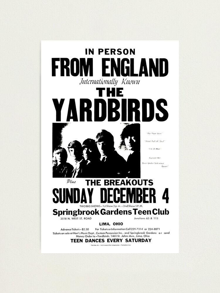 "The Yardbirds. Classic 1960s vintage rock poster." Photographic Print ...