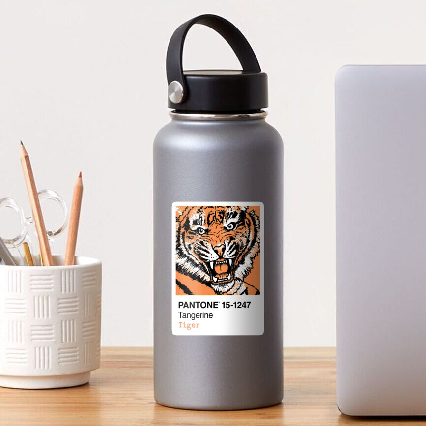 "Pantone 15-1247 Tangerine Tiger" Sticker for Sale by HollyHDesigns ...