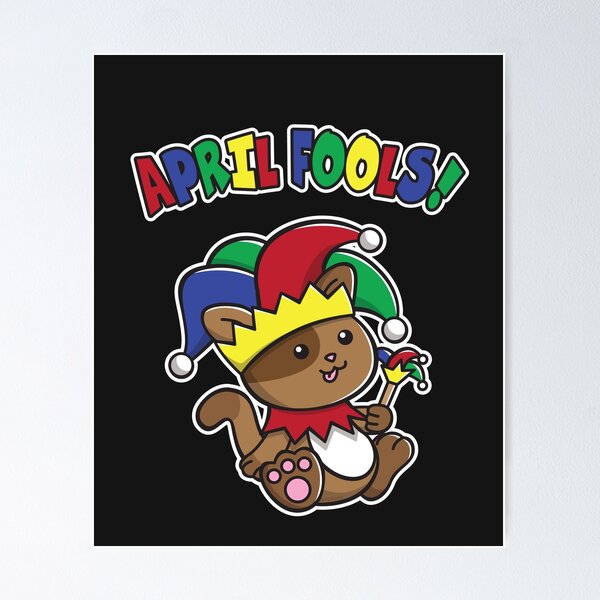 "Happy April Fool's Day Funny Cute Cat Jester Prankster" Poster for ...