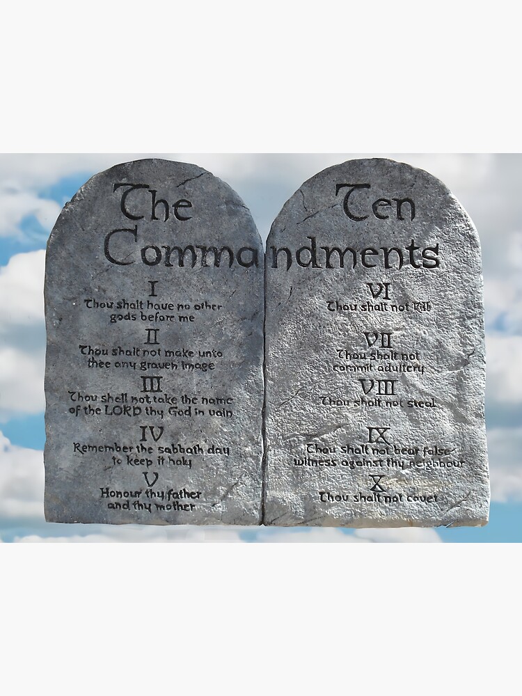 The Bible's 10 Commandments On Stone Premium Matte Vertical Poster