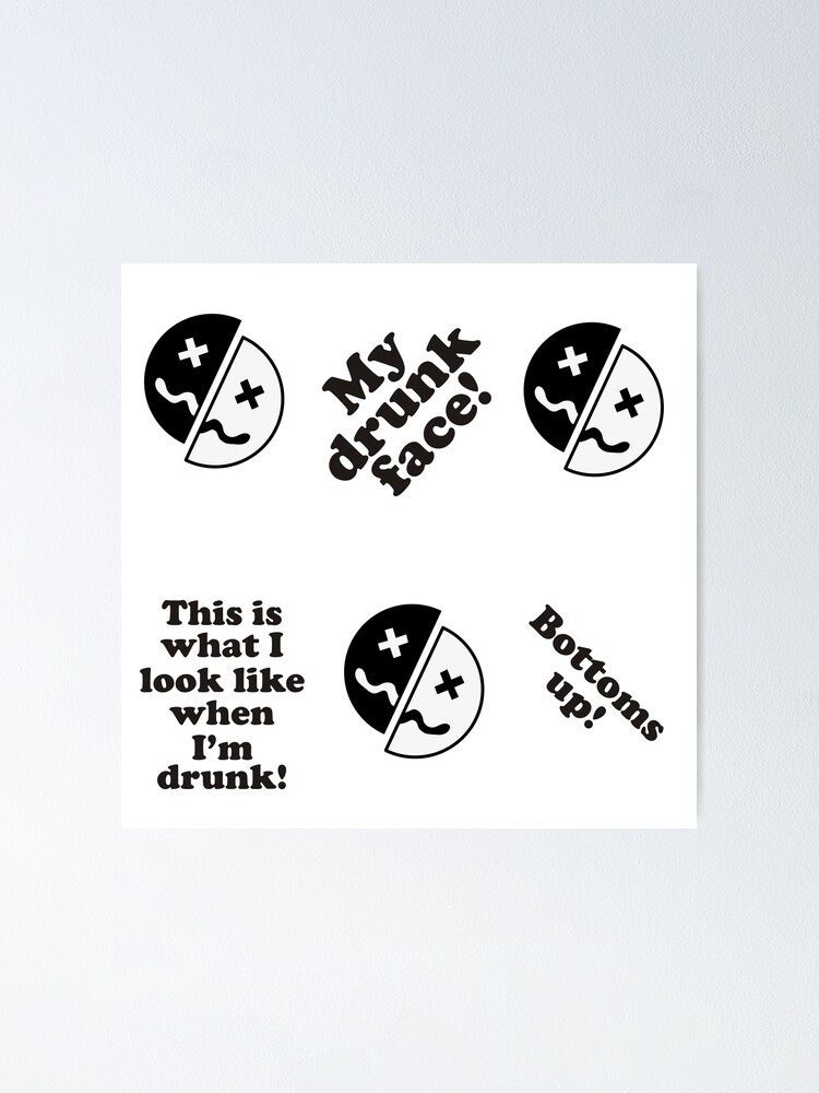 "Drunk Face Sticker Pack" Poster for Sale by fionakzn | Redbubble