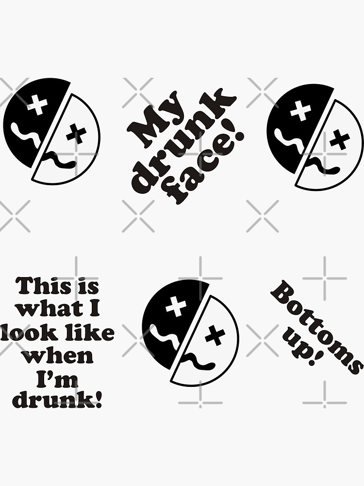"Drunk Face Sticker Pack" Sticker for Sale by fionakzn | Redbubble