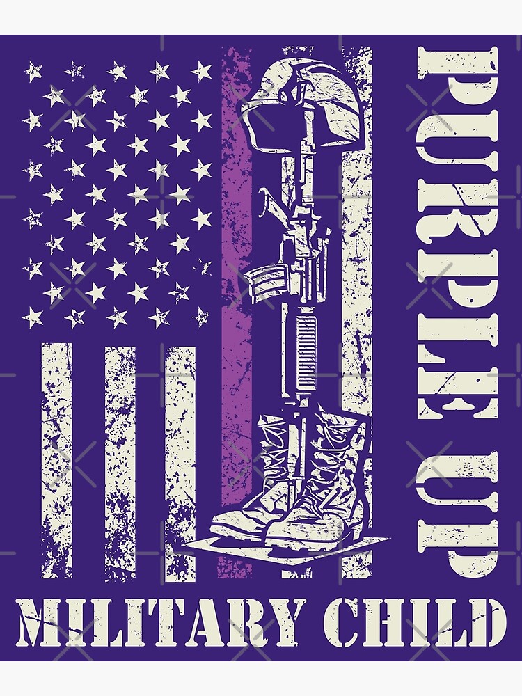 "Purple Up Military Kids Military Child Month Army US Flag Retro ...
