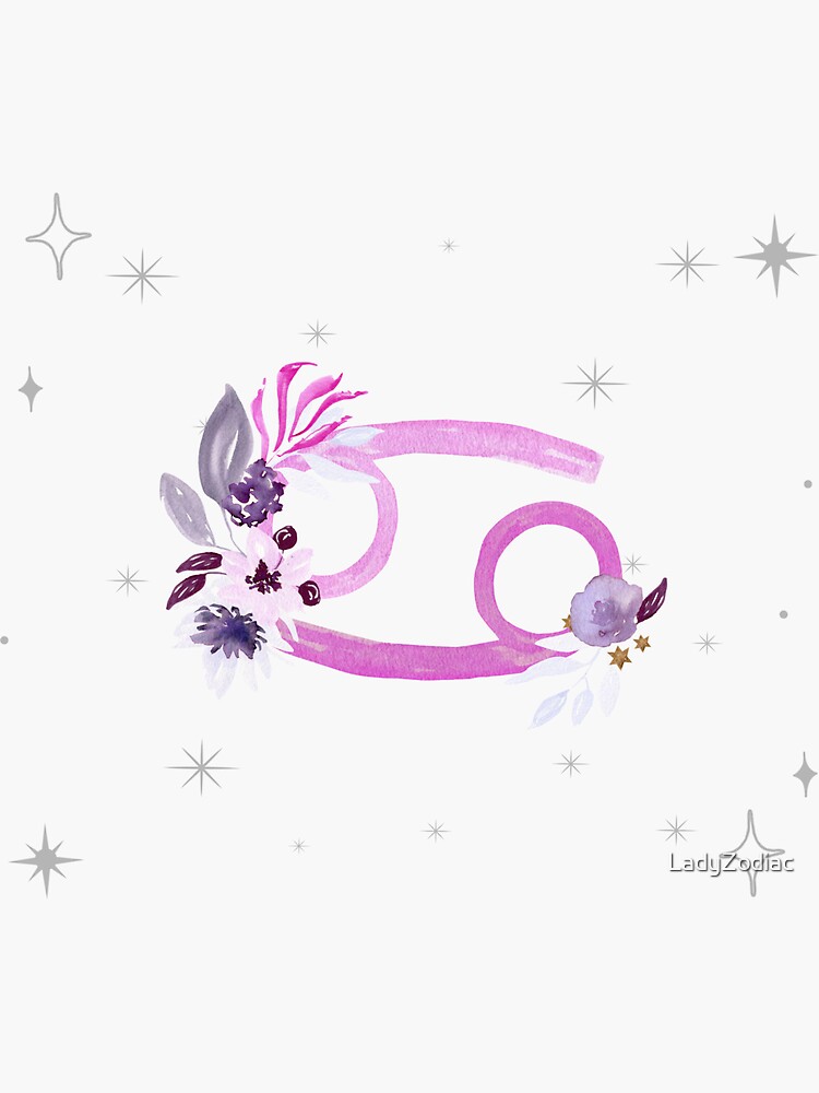 "Cancer Zodiac Sign Watercolour Flowers" Sticker by LadyZodiac | Redbubble