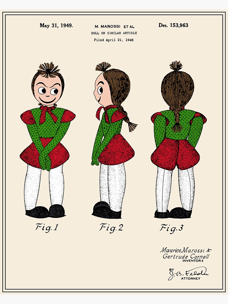 "Creepy Doll Patent" Sticker for Sale by FinlayMcNevin | Redbubble