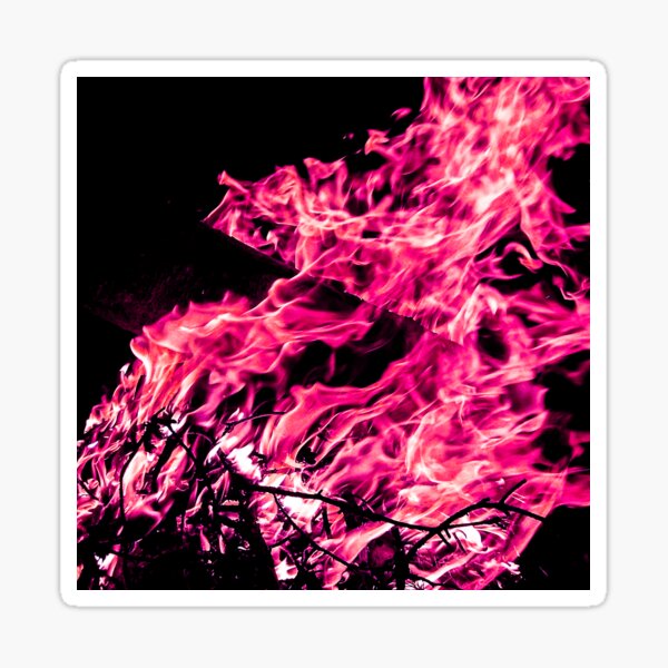 "Pink fire flames on a black background" Sticker for Sale by ...