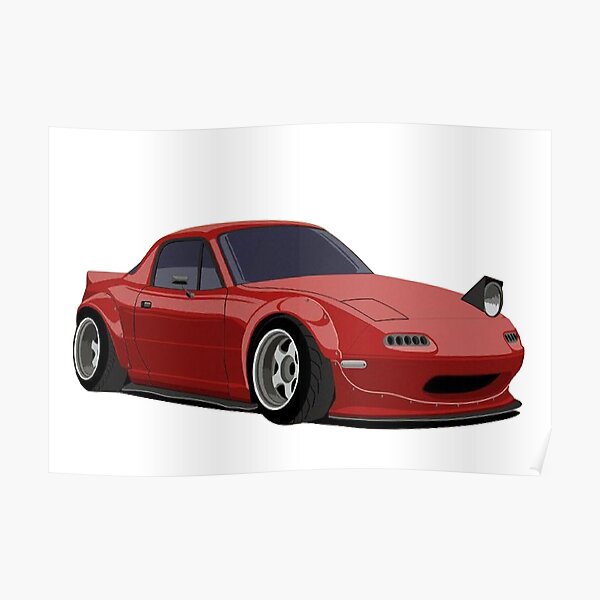 "Red Mazda NA Miata Roadster Front Profile Winking " Poster by havens ...