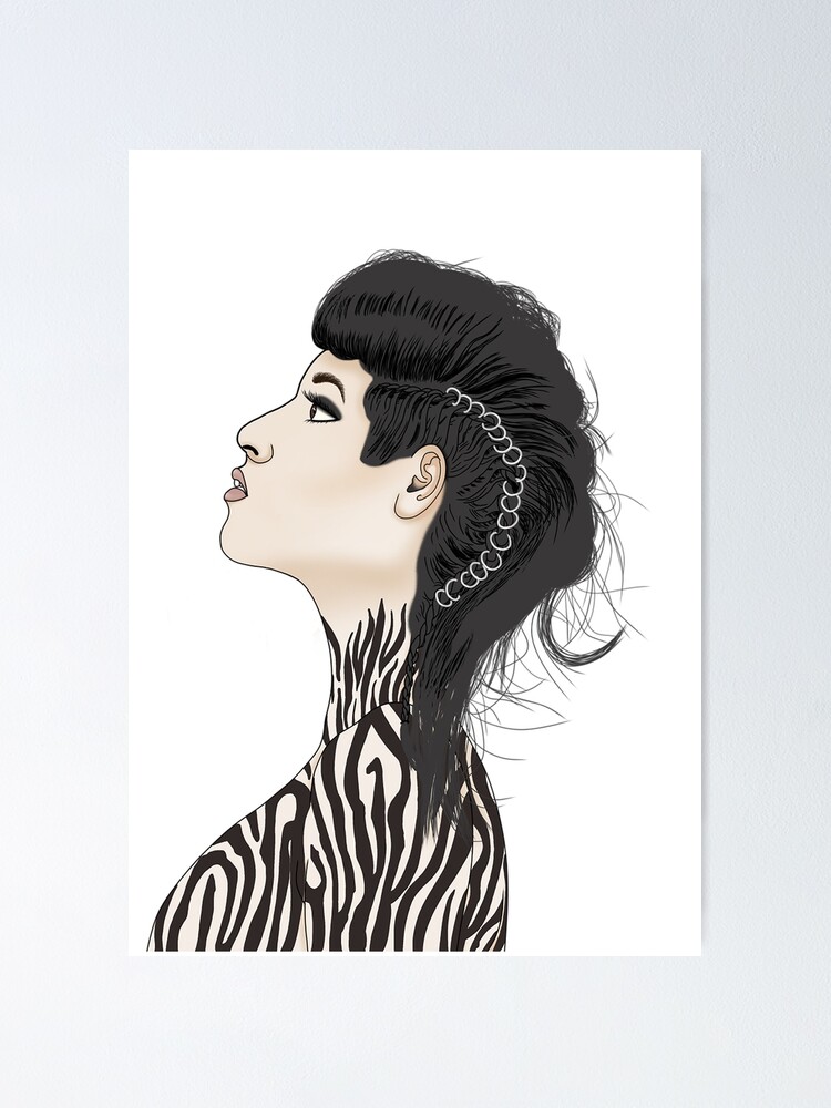 Póster «Zee Zebra Mujer Punk Rock Alternativa Feroz Tatuaje Animal ...