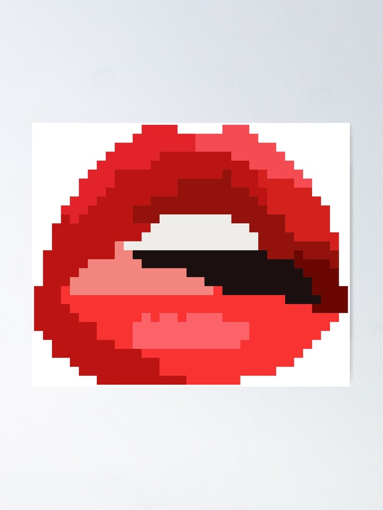 Poster « Lèvres rouges (Pixel Art) », par Buldakov | Redbubble