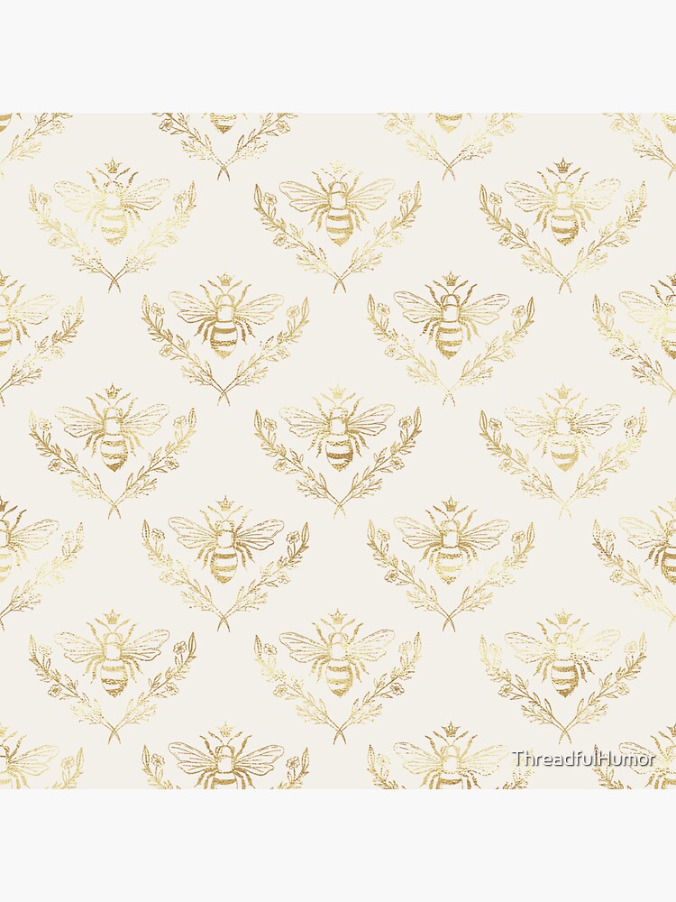 "Gorgeous Creamy gold bees pattern for wallpaper and dresses" Sticker ...