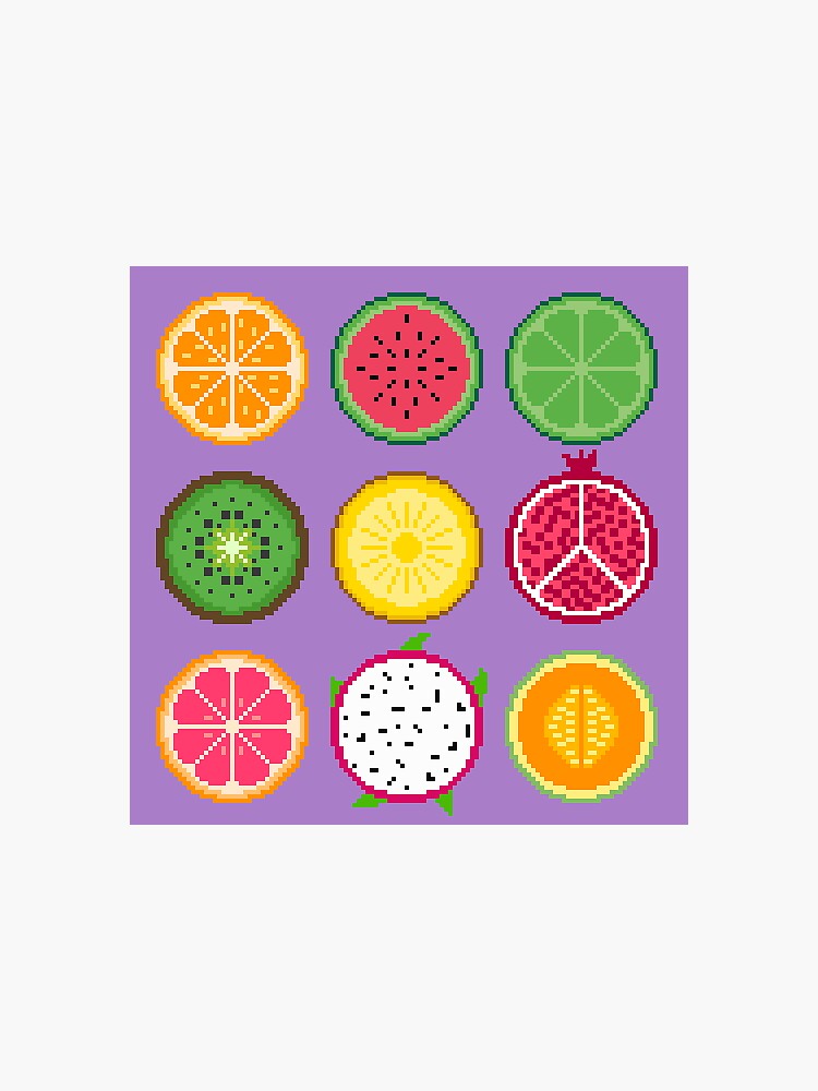 "Fruit 9x9 pixel art" Sticker for Sale by TheWendtAway | Redbubble