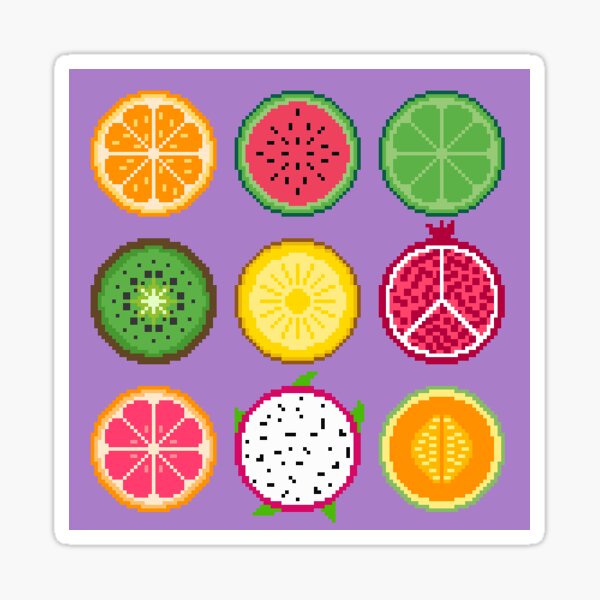 "Fruit 9x9 pixel art" Sticker for Sale by TheWendtAway | Redbubble