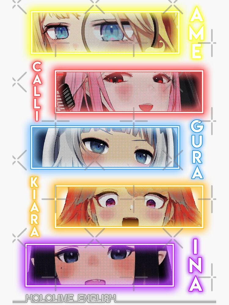 "Hololive English Neon Amelia, Calliope, Gura, Kiara, Ina'nis" Sticker ...