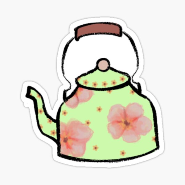 "flower tea kettle" Sticker for Sale by MegbethArt | Redbubble