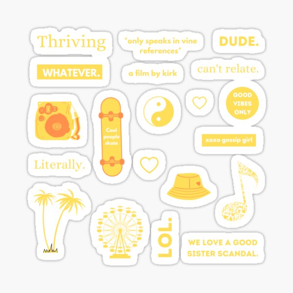 "Cool yellow aesthetic" Sticker by Hoetoons | Redbubble