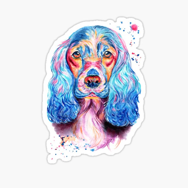 "Colorful English Cocker Spaniel Portrait" Sticker for Sale by ...