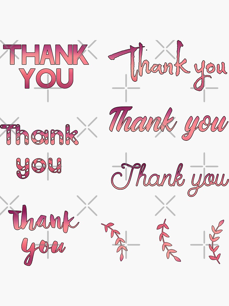 "Thank you multi script stickers" Sticker for Sale by owoo | Redbubble
