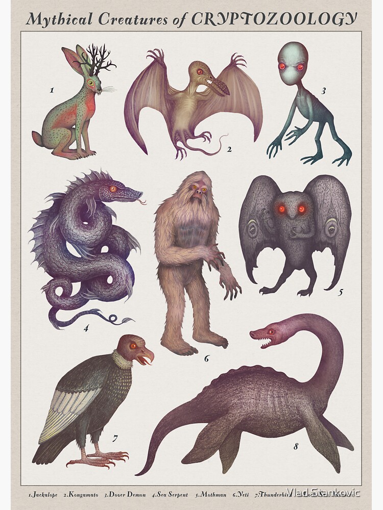 "Mythical Creatures of Cryptozoology" Sticker for Sale by vladimirsart ...