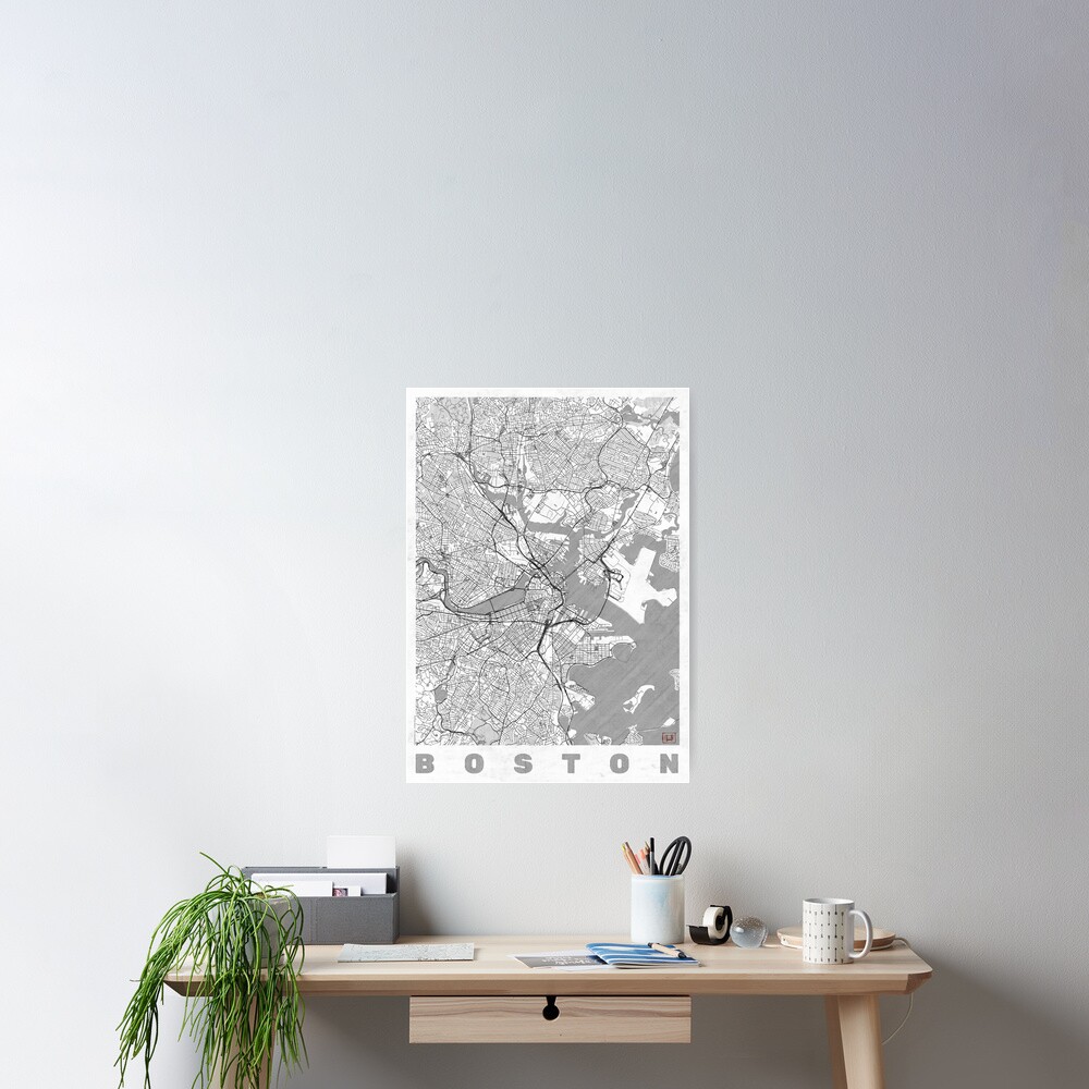 "Boston Map Line" Poster by HubertRoguski | Redbubble