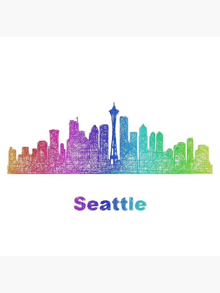"Rainbow Seattle skyline" Poster for Sale by davidzydd | Redbubble