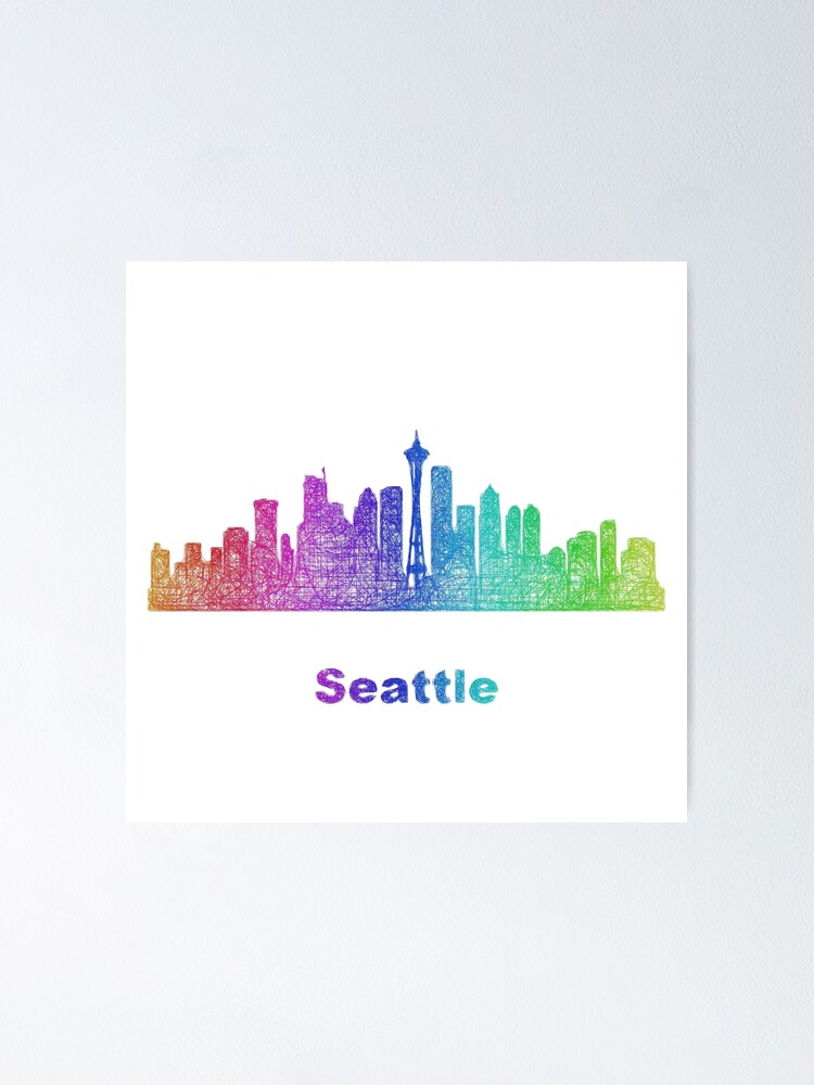 "Rainbow Seattle skyline" Poster for Sale by davidzydd | Redbubble