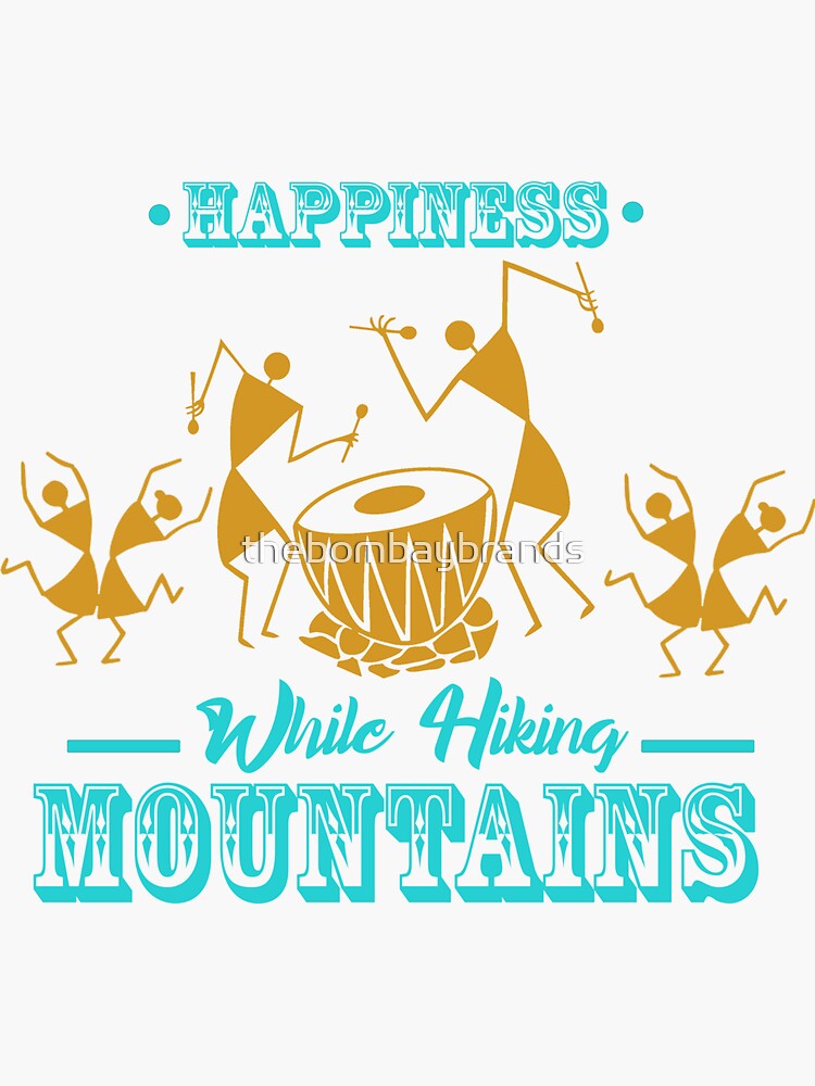 "varli art - hiking in mountains" Sticker by thebombaybrands | Redbubble